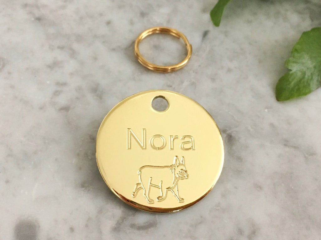 French Bulldog Dog ID Tag in Luxury Brass With Personalised Engraving ...