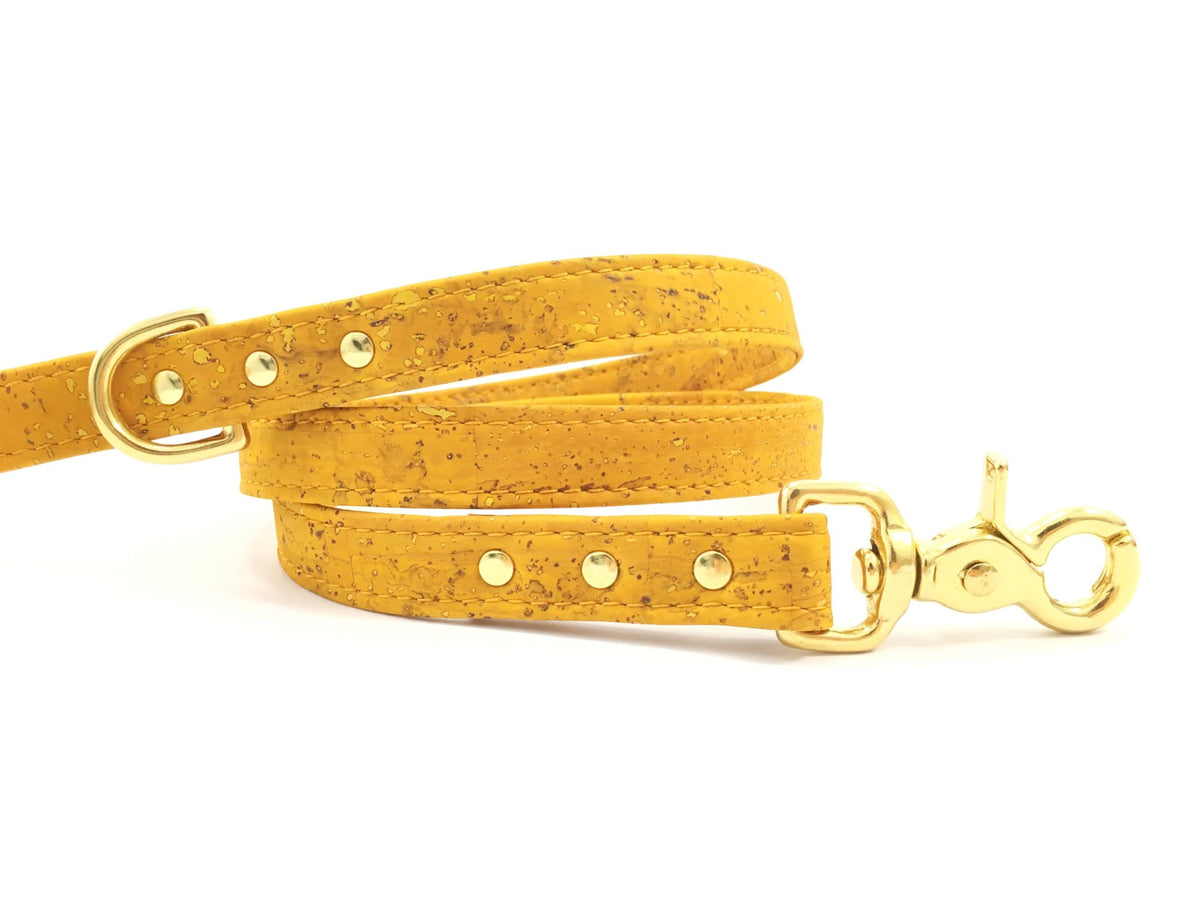 Unique Dog Lead in Yellow Vegan Cork Leather With Solid Brass Snap ...