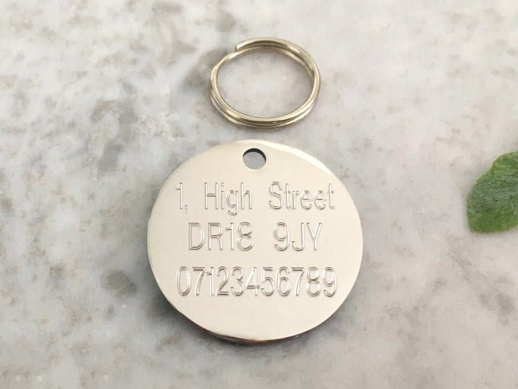 Cat ID Tag - Engraved Unique Moon & Star Design in Luxury Silver ...